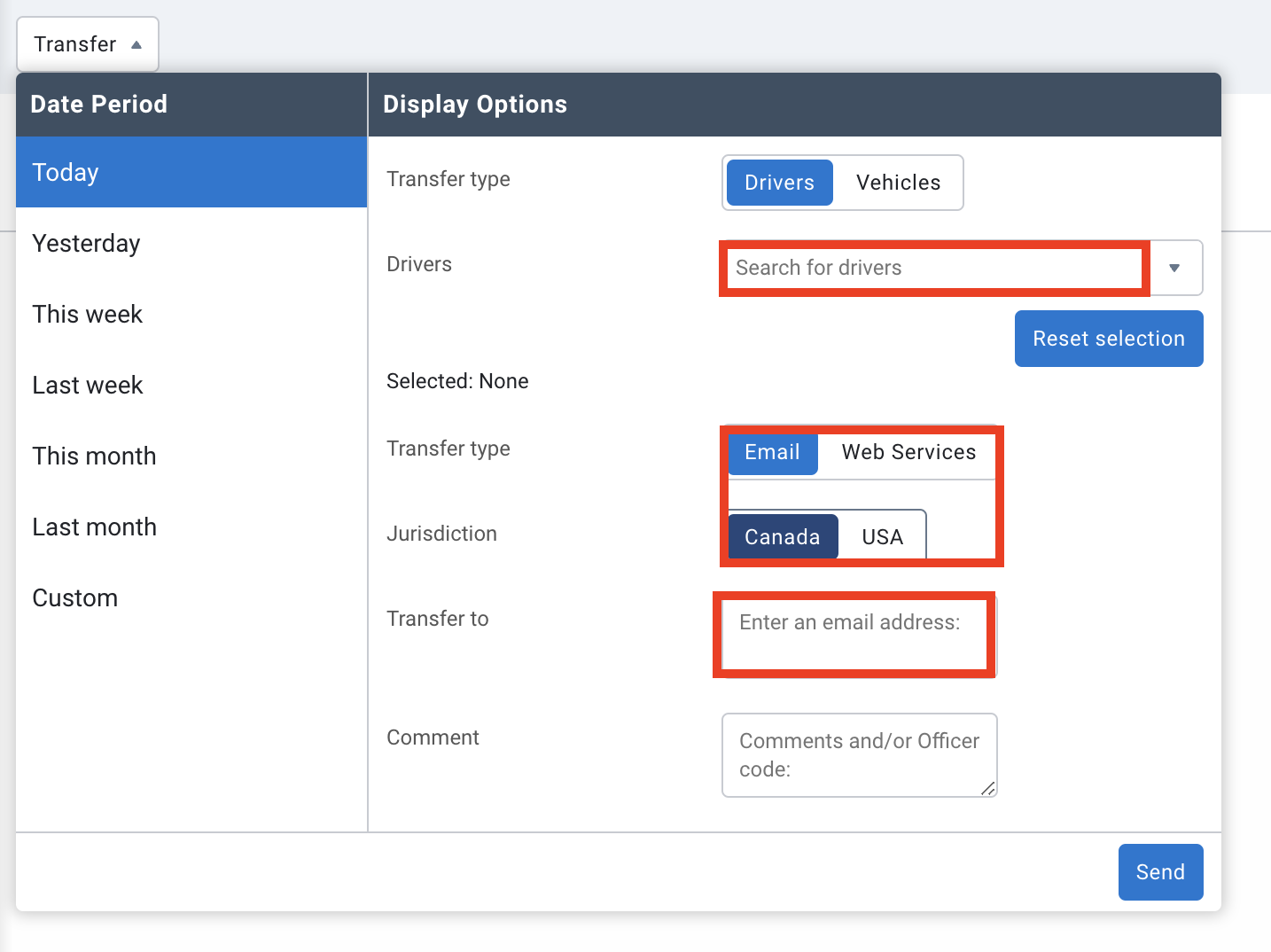 HOS: Data transfer (logbook) in Canada