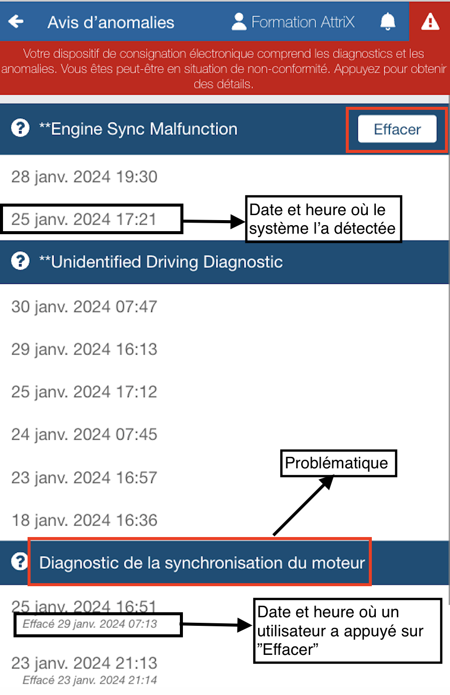 DCE Failures: How are they displayed to a driver?